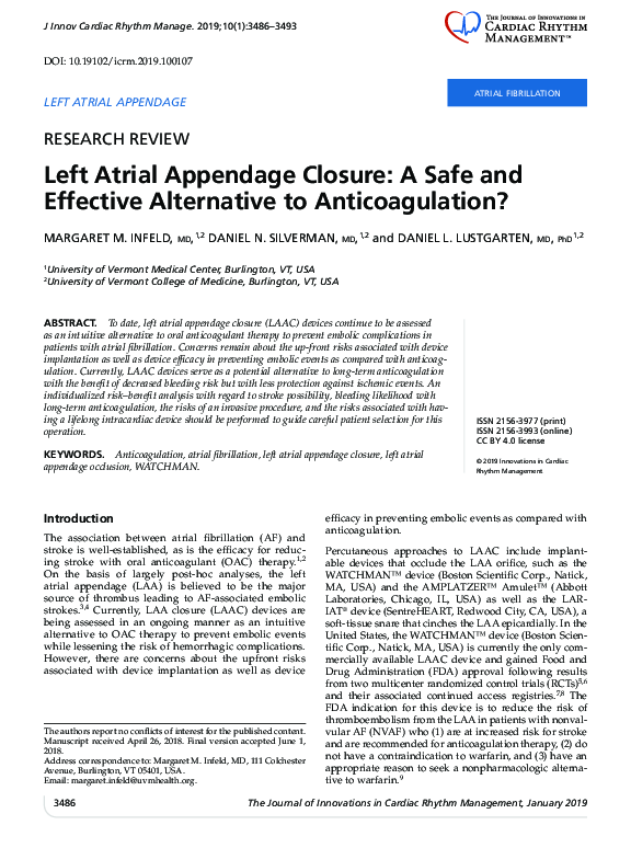 (PDF) Left Atrial Appendage Closure: A Safe and Effective Alternative ...