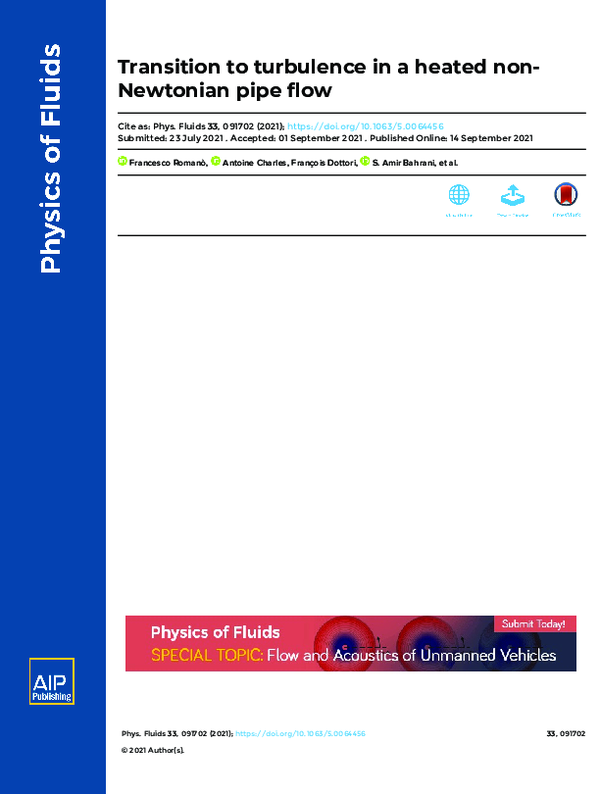 (PDF) Transition to turbulence in a heated non-Newtonian pipe flow