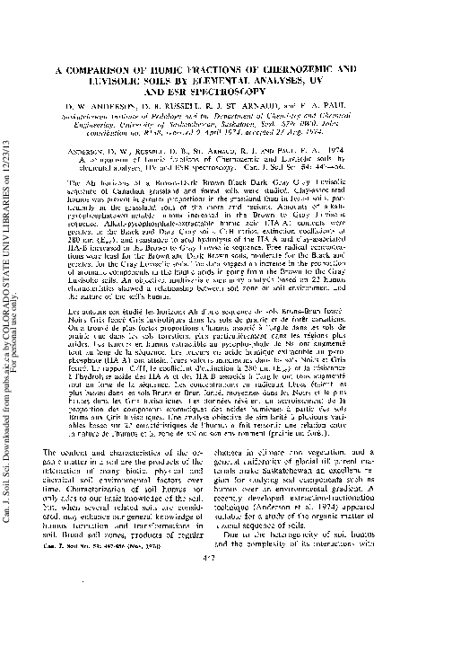 (PDF) A Comparison of Humic Fractions of Chernozemic and Luvisolic ...