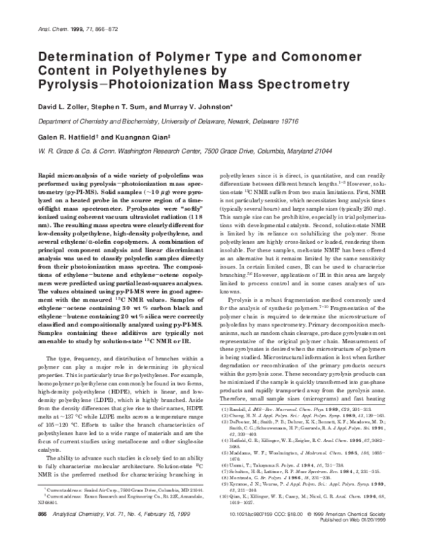 (PDF) Determination of Polymer Type and Comonomer Content in ...
