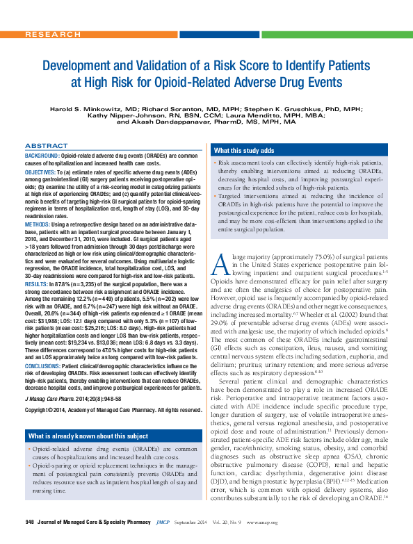 (PDF) Development and Validation of a Risk Score to Identify Patients ...