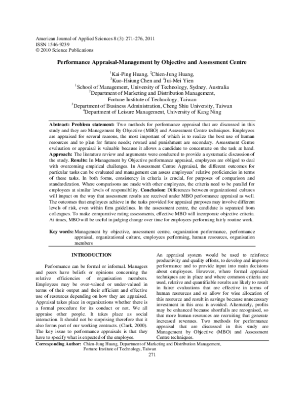 (PDF) Performance Appraisal-Management by Objective and Assessment Centre