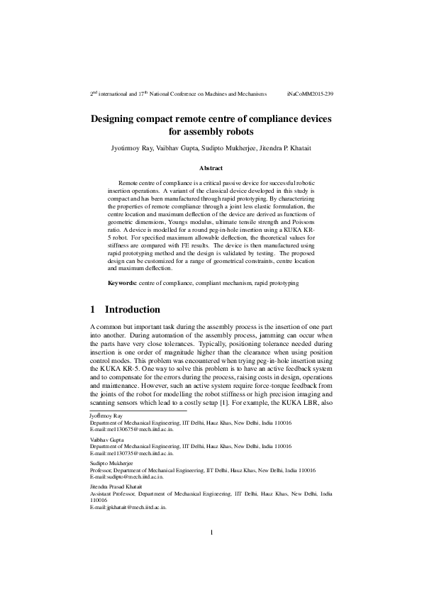 (PDF) Designing compact remote centre of compliance devices for ...