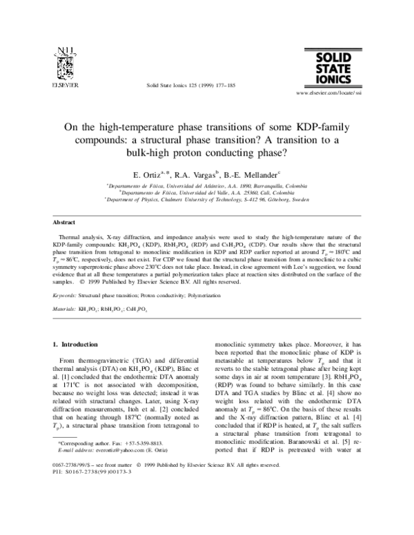 (PDF) Specific heat of KDP near the tetragonal-monoclinic phase transition | Julio Trochez ...