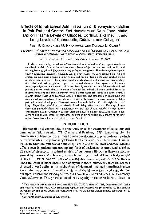 (PDF) Effects of intratracheal administration of bleomycin or saline in ...