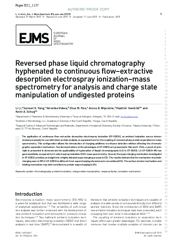 (PDF) Reversed phase liquid chromatography hyphenated to continuous ...
