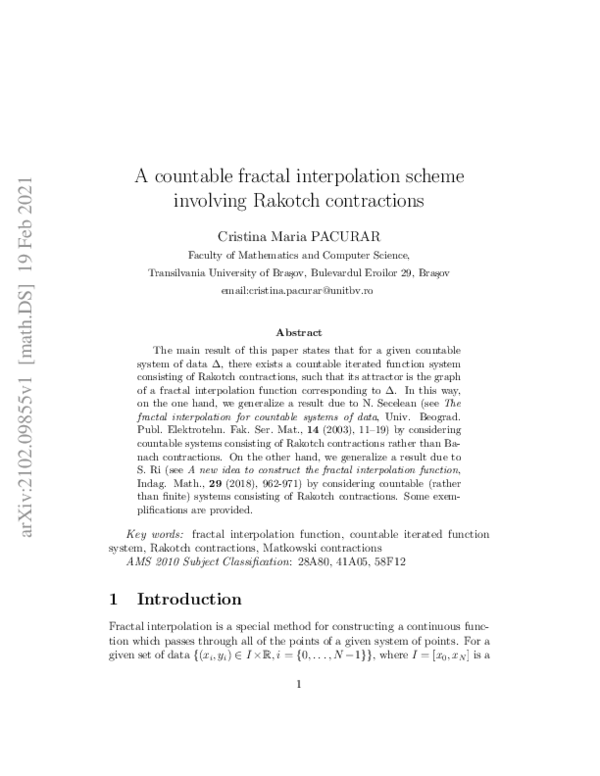 (PDF) A countable fractal interpolation scheme involving Rakotch contractions