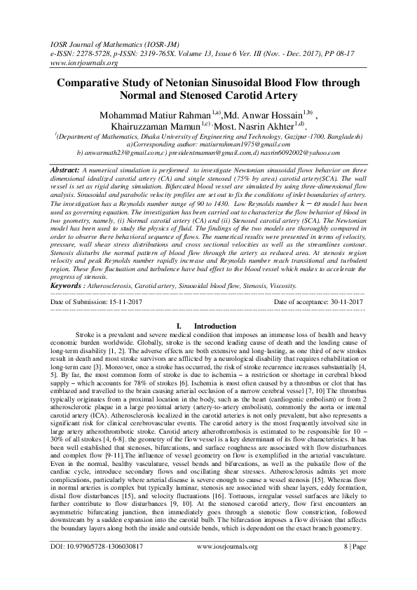 (PDF) Comparative Study of Netonian Sinusoidal Blood Flow through ...