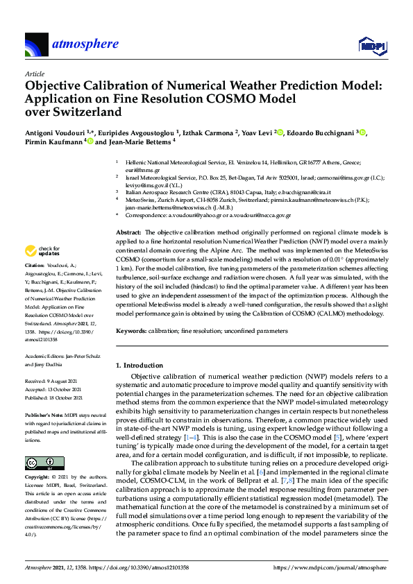Pdf Objective Calibration Of Numerical Weather Prediction Model