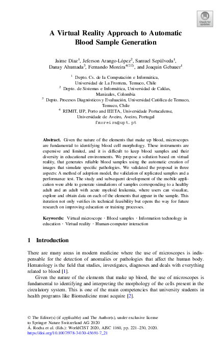(PDF) A Virtual Reality Approach to Automatic Blood Sample Generation ...