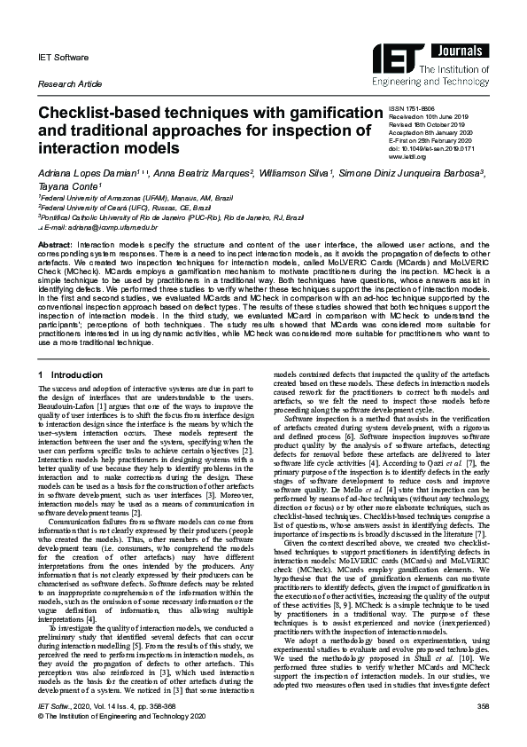 (PDF) Checklist-Based Techniques with Gamification and Traditional ...