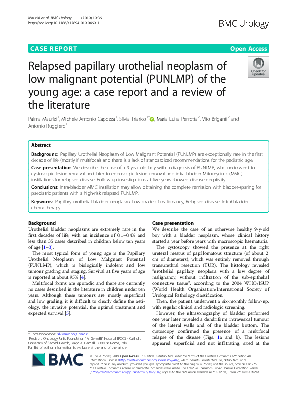 (PDF) Relapsed papillary urothelial neoplasm of low malignant potential ...