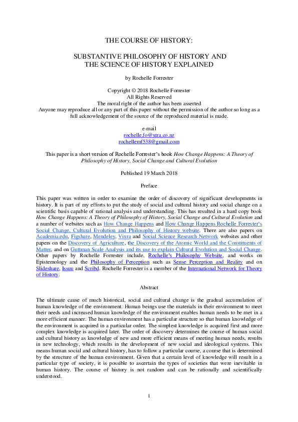 (PDF) The Course of History: Substantive Philosophy of History and the ...