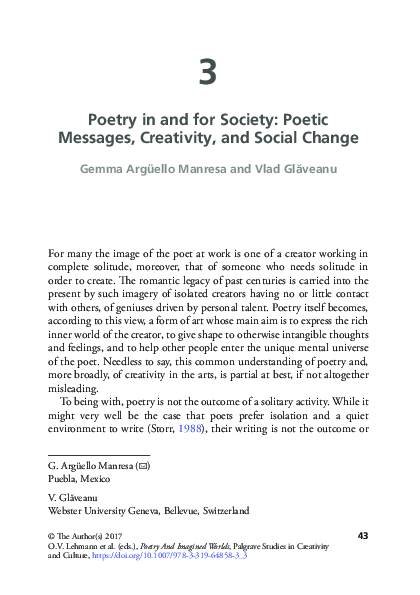 (PDF) Poetry in and for Society: Poetic Messages, Creativity, and ...