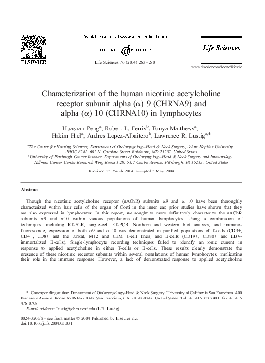 (PDF) Characterization of the human nicotinic acetylcholine receptor ...