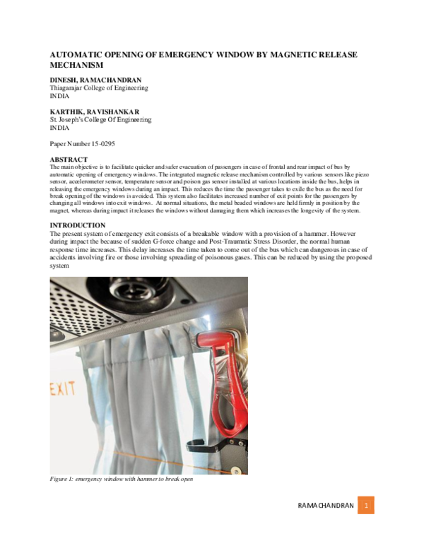 (PDF) Automatic Opening of Emergency Window by Magnetic Release Mechanism
