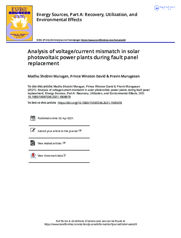 (PDF) Analysis of voltage current mismatch in solar photovoltaic power ...
