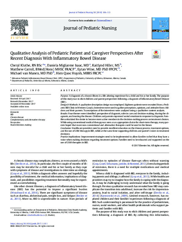(PDF) Qualitative Analysis of Pediatric Patient and Caregiver ...