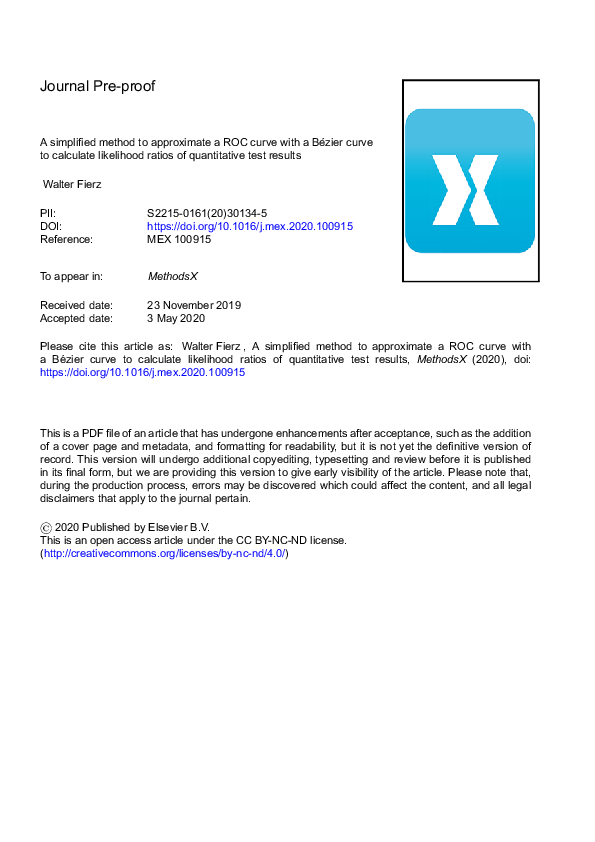 (PDF) A simplified method to approximate a ROC curve with a Bézier ...