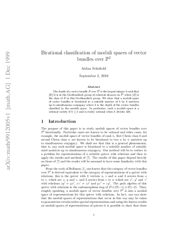 Pdf Birational Classification Of Moduli Spaces Of Vector Bundles Over