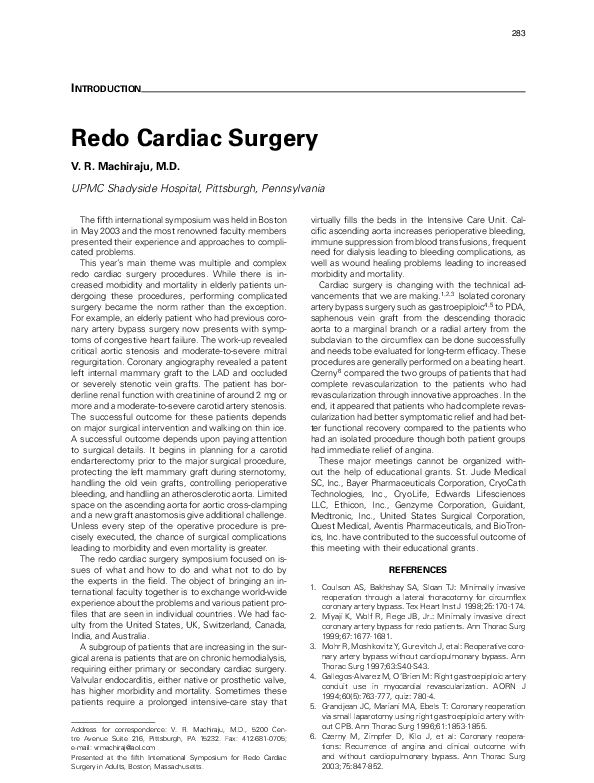 (PDF) Redo Cardiac Surgery
