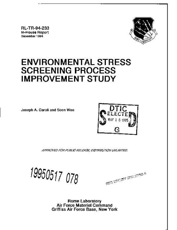 (PDF) Environmental Stress Screening Process Improvement Study