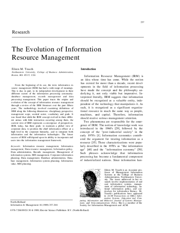 (PDF) The evolution of information resource management