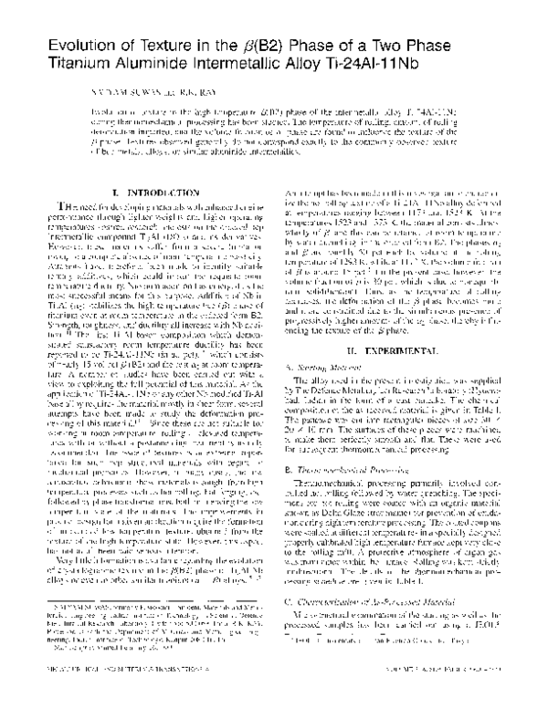 (PDF) Evolution of texture in the β(B2) phase of a two phase titanium ...