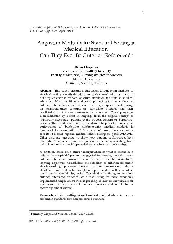 (PDF) Variation in passing standards for graduation-level knowledge ...