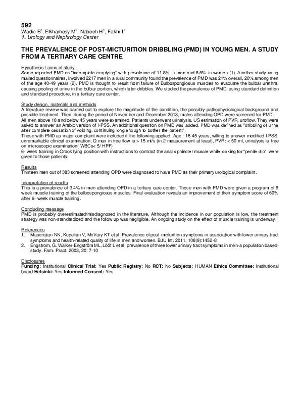 (PDF) The prevalence of post-micturition dribbling (PMD) in young men ...