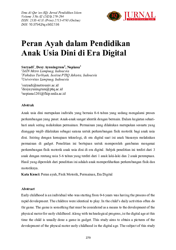 (PDF) Peran Ayah dalam Pendidikan Anak Usia Dini di Era Digital