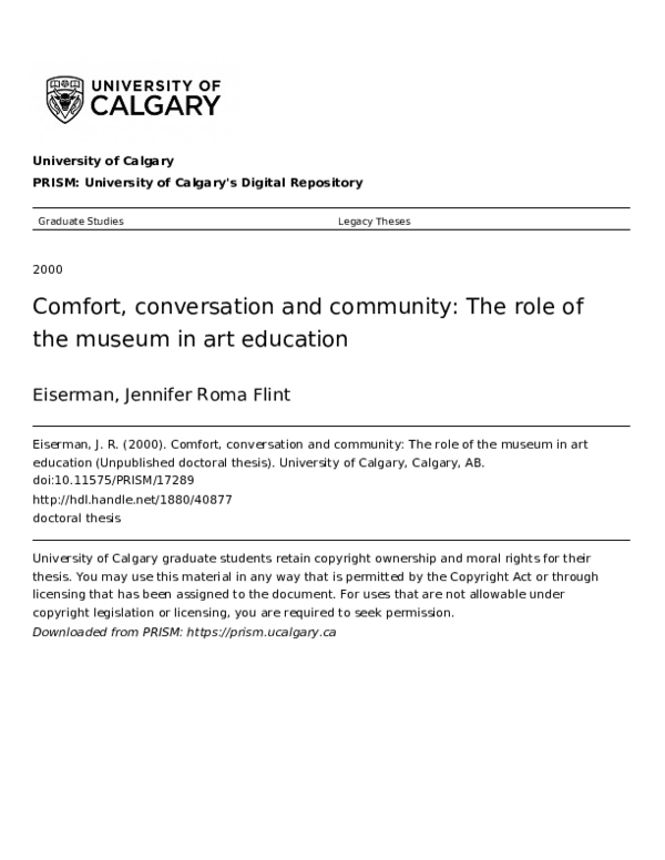 (PDF) Comfort, conversation and community: The role of the museum in ...