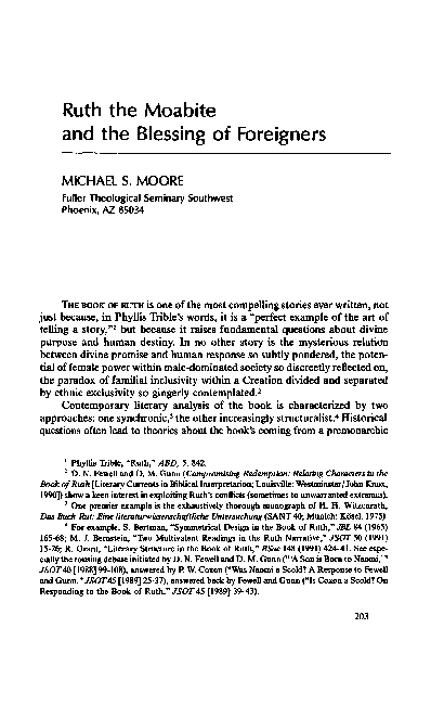 (PDF) Ruth the Moabite and the Blessing of Foreigners