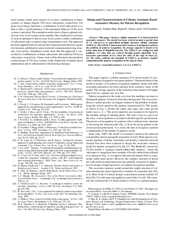 Pdf Design And Characterization Of Cellular Automata Based Associative Memory For Pattern 