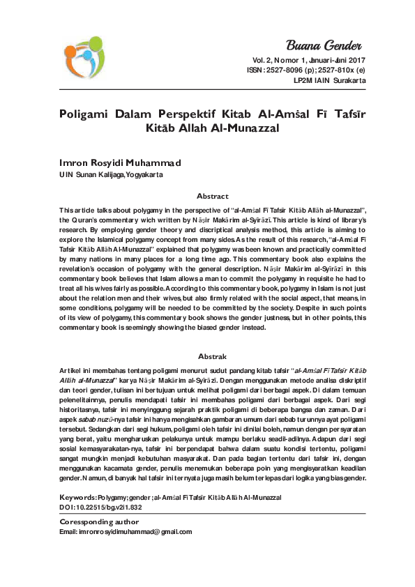 (PDF) Poligami dalam Perspektif Kitab Al-Amsal fi Tafsir Kitab Allah Al ...