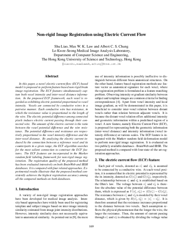 (PDF) Non-rigid image registration using electric current flow