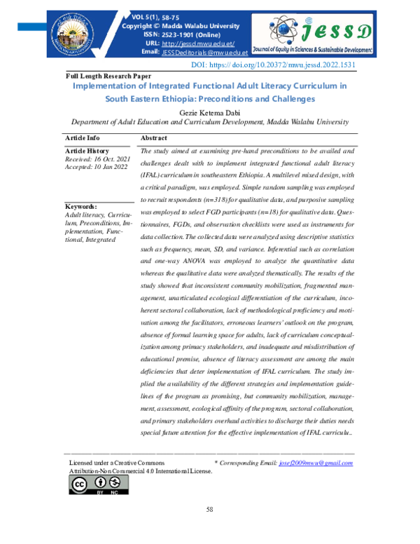 (PDF) Implementation of Integrated Functional Adult Literacy Curriculum ...