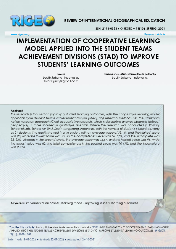 (PDF) IMPLEMENTATION OF COOPERATIVE LEARNING MODEL APPLIED INTO THE STUDENT TEAMS ACHIEVEMENT ...