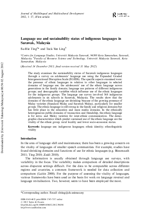 (PDF) Language use and sustainability status of indigenous languages in ...