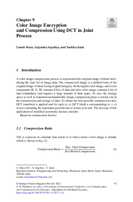 (PDF) Color Image Encryption and Compression Using DCT in Joint Process