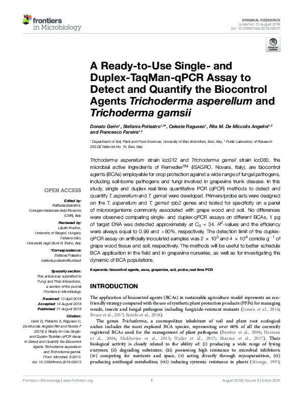 (PDF) A Ready-to-Use Single- and Duplex-TaqMan-qPCR Assay to Detect and Quantify the Biocontrol ...