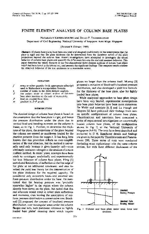 (PDF) Finite element analysis of column base plates