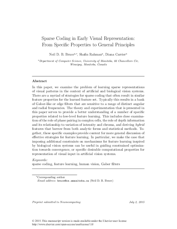 (PDF) Sparse Coding in Early Visual Representation: From Specific Properties to General ...