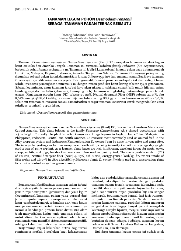 (PDF) TANAMAN LEGUM POHON Desmodium rensonii SEBAGAI TANAMAN PAKAN ...