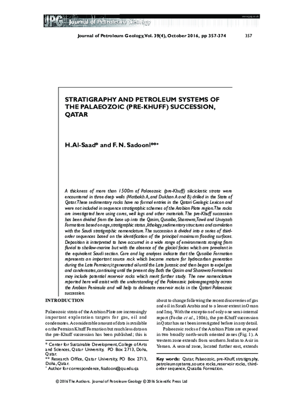 (PDF) Stratigraphy and Petroleum Systems of the Palaeozoic (Pre-Khuff ...