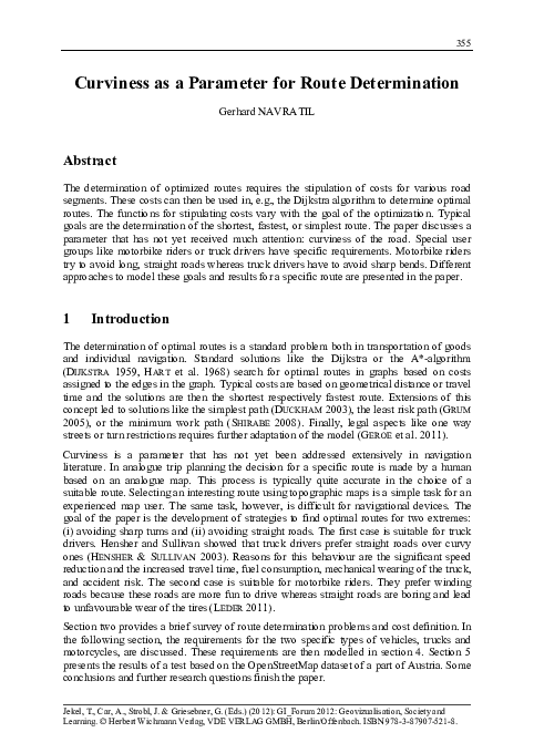 (PDF) Curviness as a Parameter for Route Determination