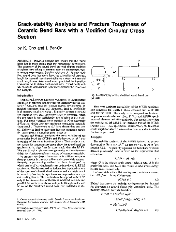 (PDF) Crack-stability analysis and fracture toughness of ceramic bend ...