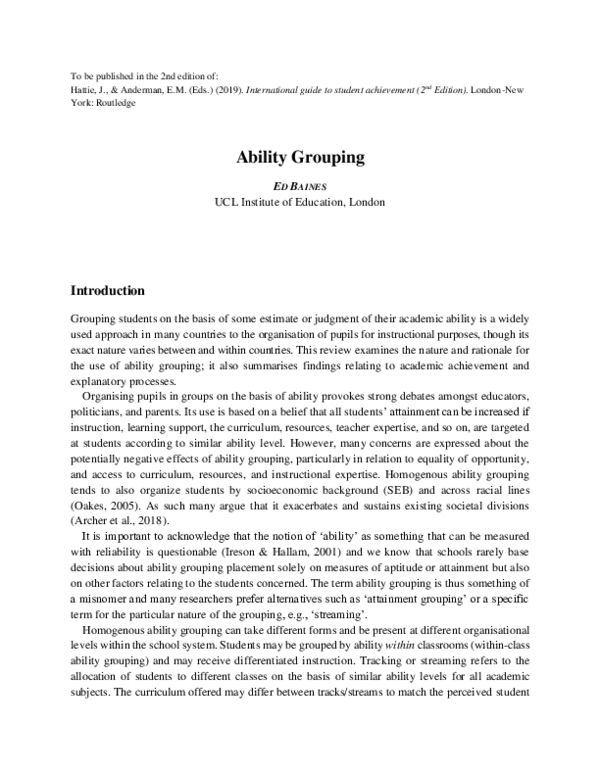 (PDF) Ability Grouping