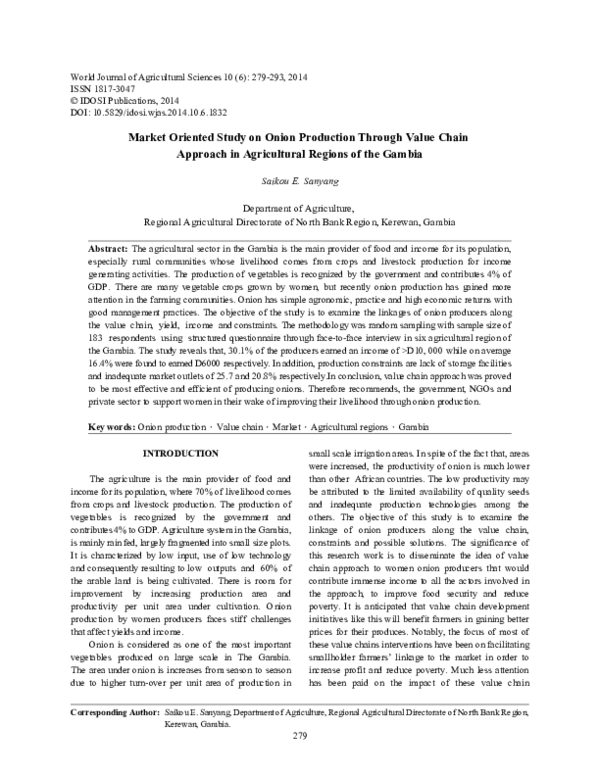(PDF) Market Oriented Study on Onion Production Through Value Chain ...