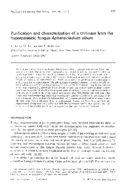 (PDF) Chitinase1 from Aphanocladium album: Purification and Properties